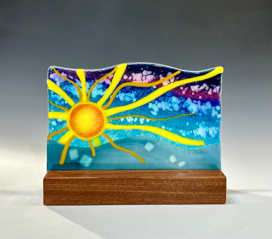 Fused Glass Sun Panel Landscape Sun Art Glass Wedding - Etsy