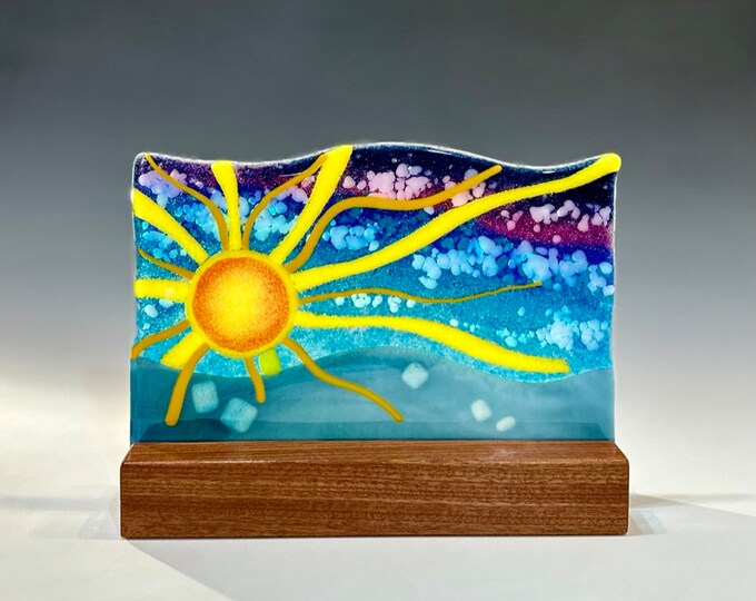 Fused Glass, Sun Panel, Landscape, Sun Art, Glass Wedding Gift, Glass ...