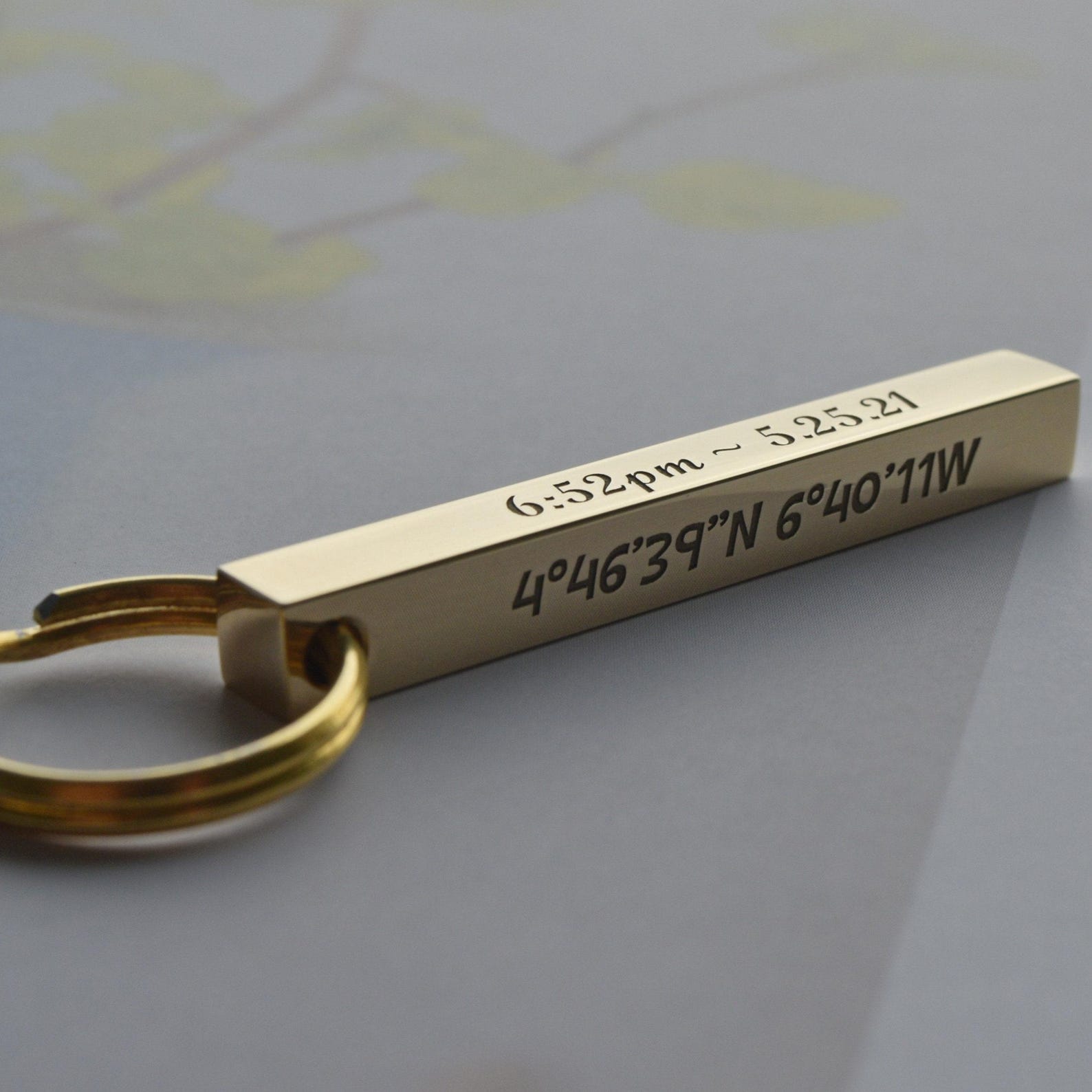 Custom Bar Keychain, Engraved Gold Key Chain, Personalized Birthday ...