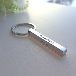 Personalized Keychain, Keychains for Men, Wedding Keychain, Silver Bar ...