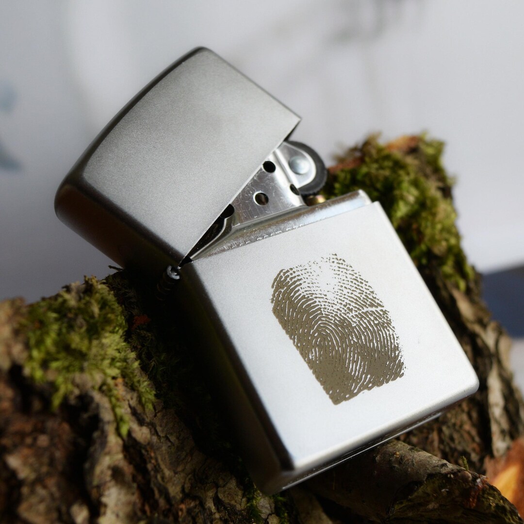 Personalized Fingerprint Zippo Lighter: Engraved Memorial Gift - Etsy