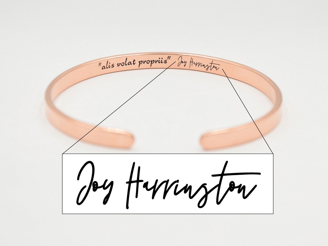 Memorial Custom Bracelet With Handwritten Text or Signature, Narrow ...