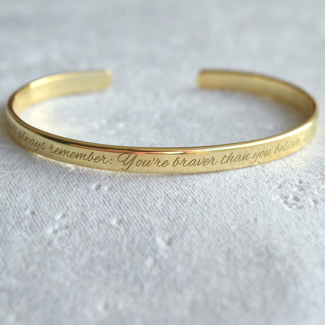 22K Gold Plated, Engraved Bracelet, Gold Bangles, Graduate Gift ...