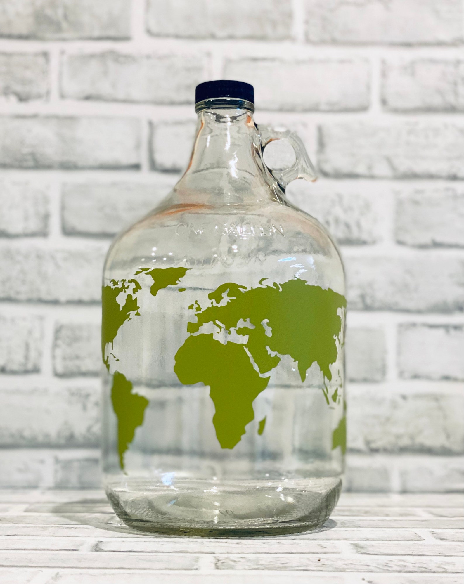 World Map Money Jar Travel Fund 1 Gallon Glass Jug With - Etsy