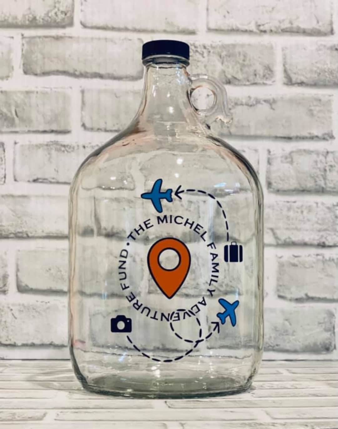 Personalized Family Name Adventure Fund ~ 1 Gallon Money Jar ~ Vacation ...