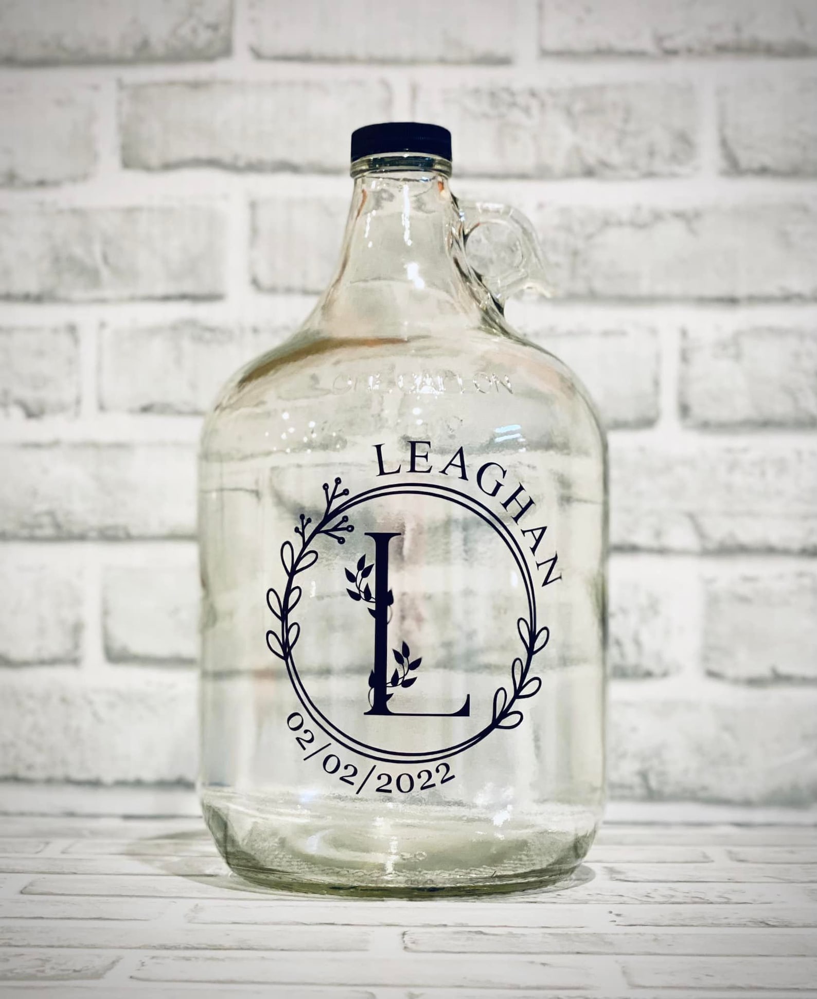 Personalized Floral Wreath Monogram Jar ~ 1 Gallon Glass Jug for ...