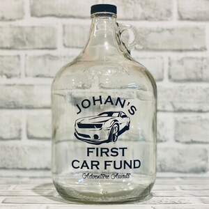 PERSONALIZED CAR FUND Savings Jar Money Jug 16th Birthday Gift Driver's ...