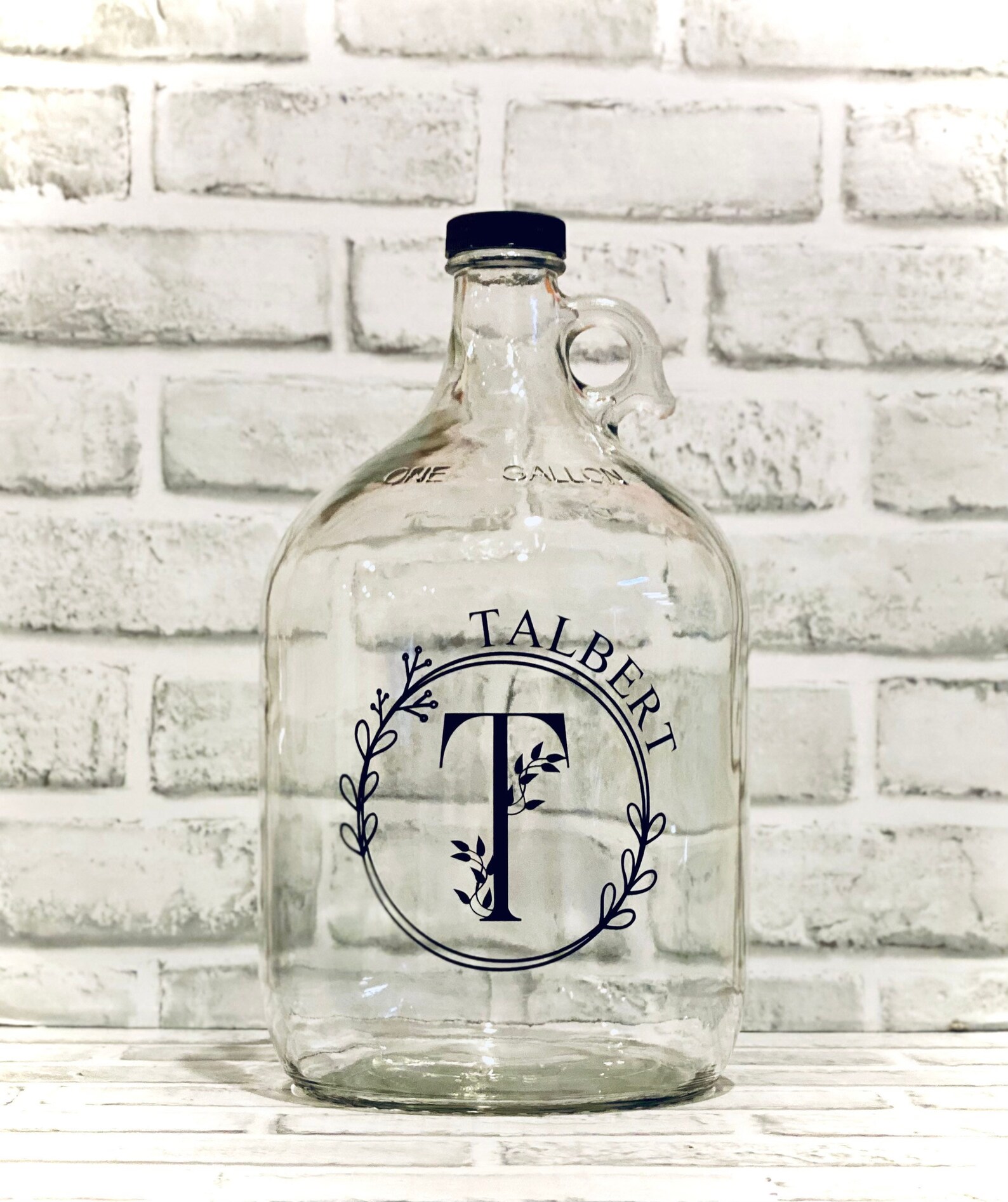 Personalized Floral Wreath Monogram Jar 1 Gallon Glass Jug - Etsy