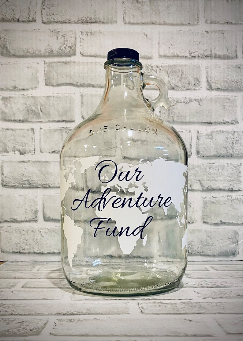 Our Adventure Fund World Map Money Jar Travel Fund 1 - Etsy