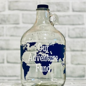 Our Adventure Fund World Map Money Jar Travel Fund 1 - Etsy
