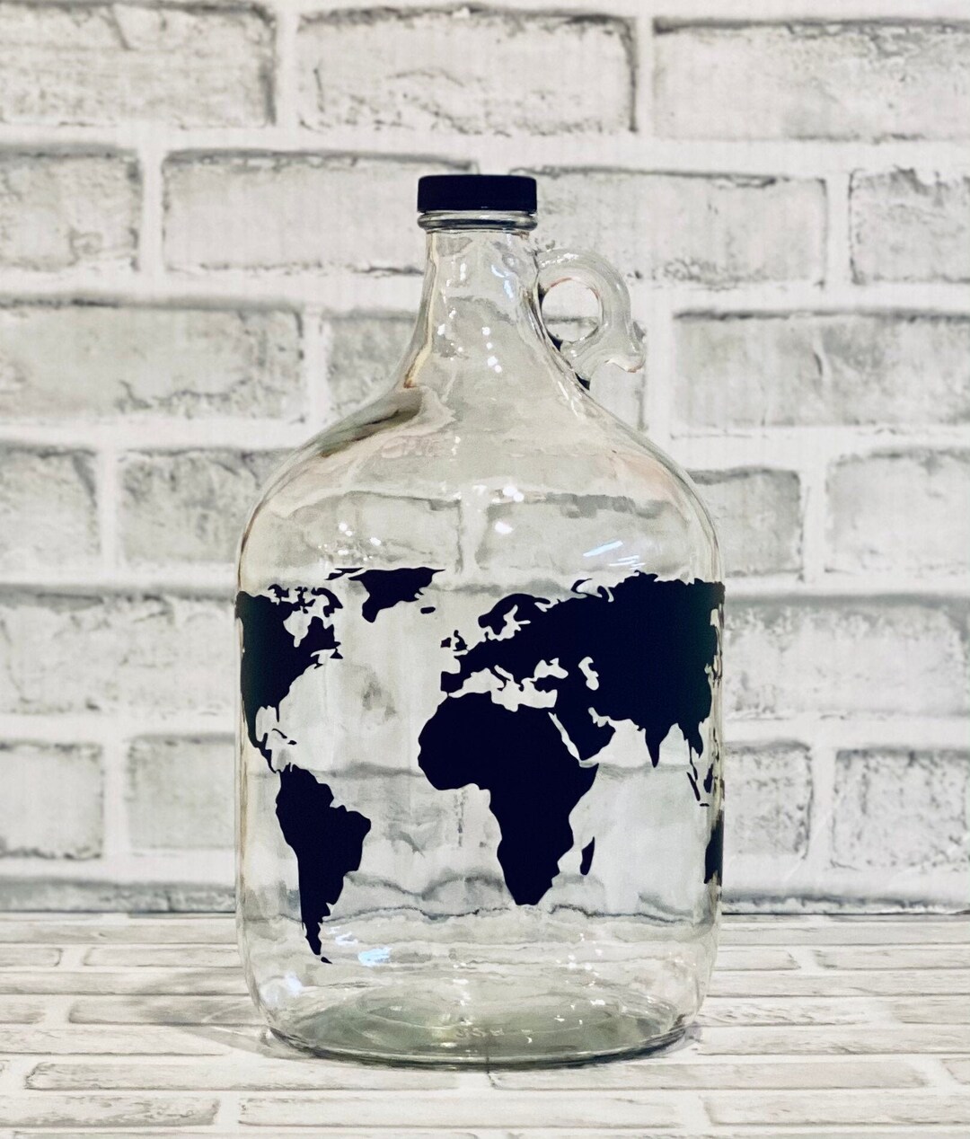 World Map Money Jar Travel Fund 1 Gallon Glass Jug With World Map in ...