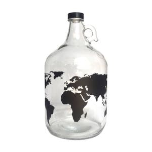 World Map Money Jar Travel Fund - 1 Gallon Glass Jug With World Map in ...