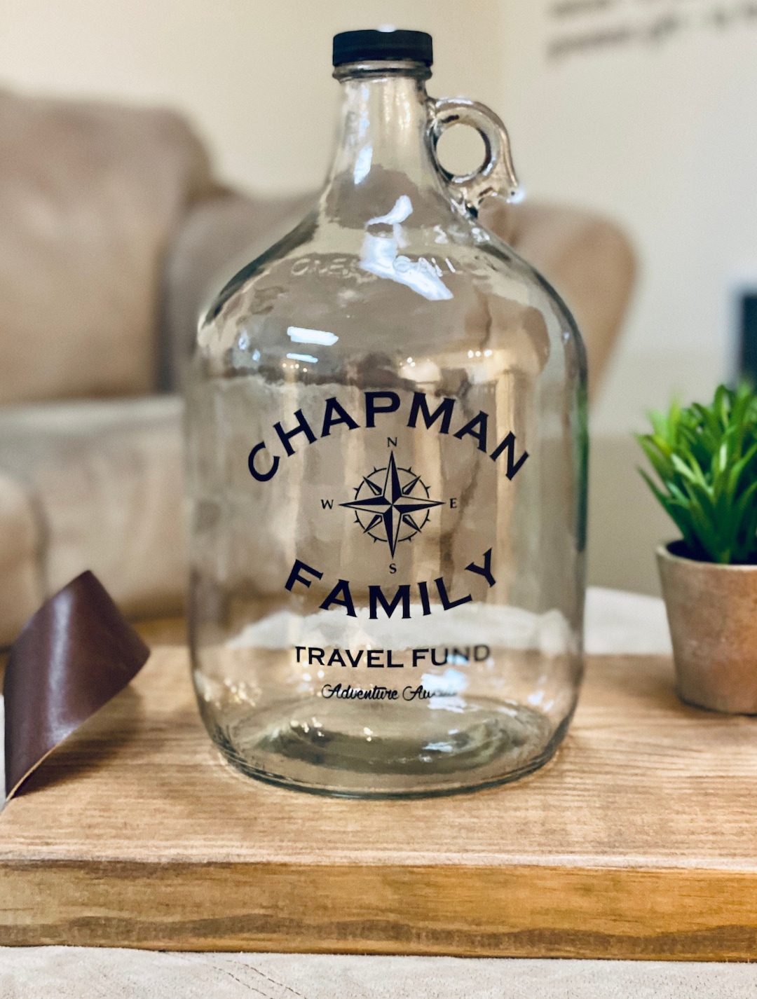 Personalized Family Name Money Jar With Compass ~ Travel Savings Fund ...