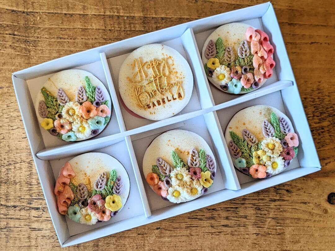 Personalised Wildflower Biscuit Gift Box: Hand-iced Birthday Biscuits ...