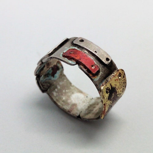 Vintage Steampunk Gear Mens Ring in Titanium - Etsy