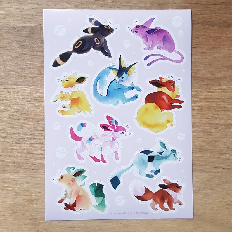 Eeveelutions stickers sheet | Etsy