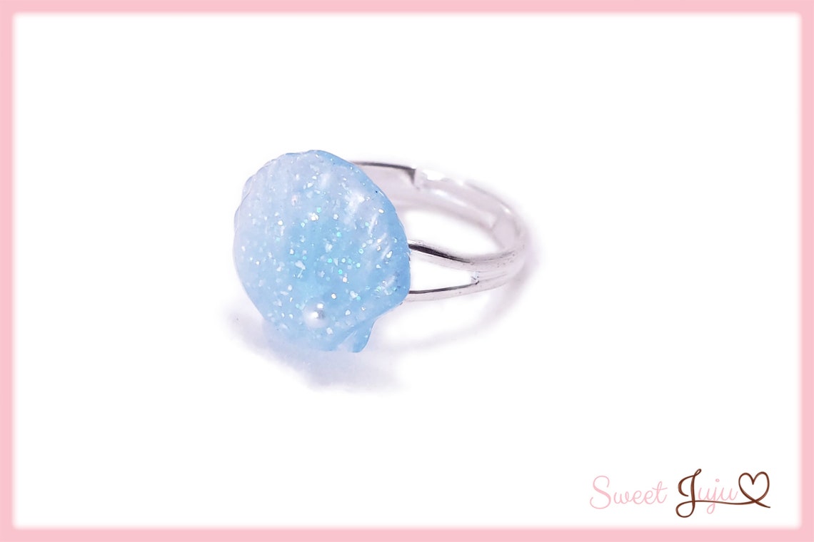 Magical Mermaid Ring Glitter Resin Seashell Pearl Ring | Etsy