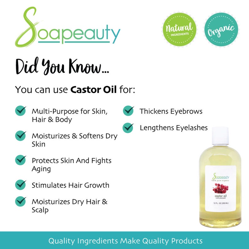 Castor Oil Usp Grade Organic Carrier Cold Pressed Pure Hexane Etsy