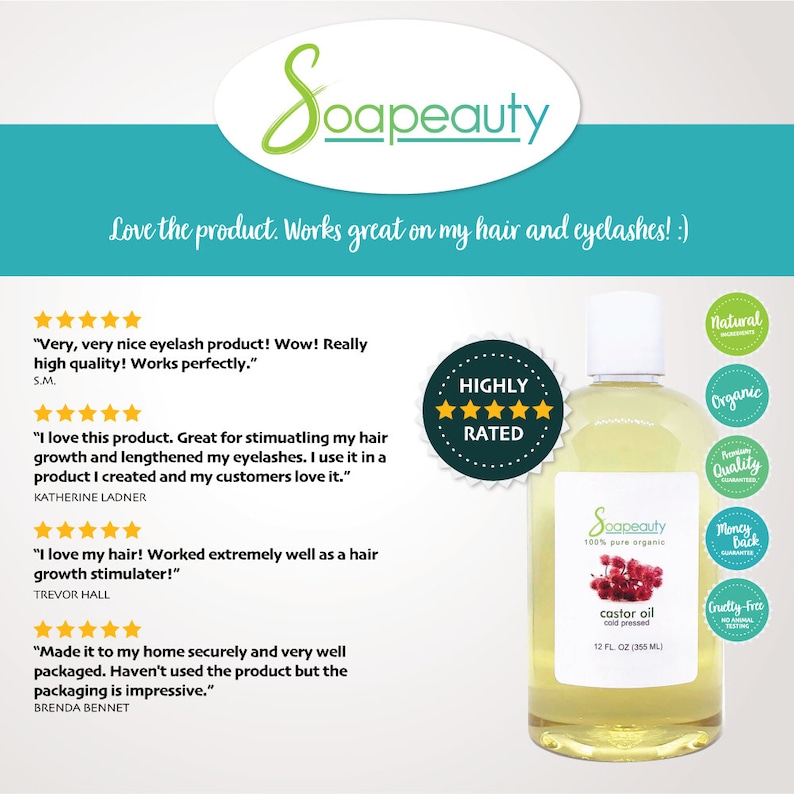 CASTOR OIL USP Grade 100% Pure Natural Organic Cold Pressed 7 - Etsy