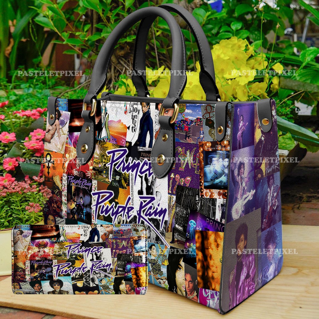 Prince Purple Rain Album Collage Leather Handbag,prince Woman Purse ...