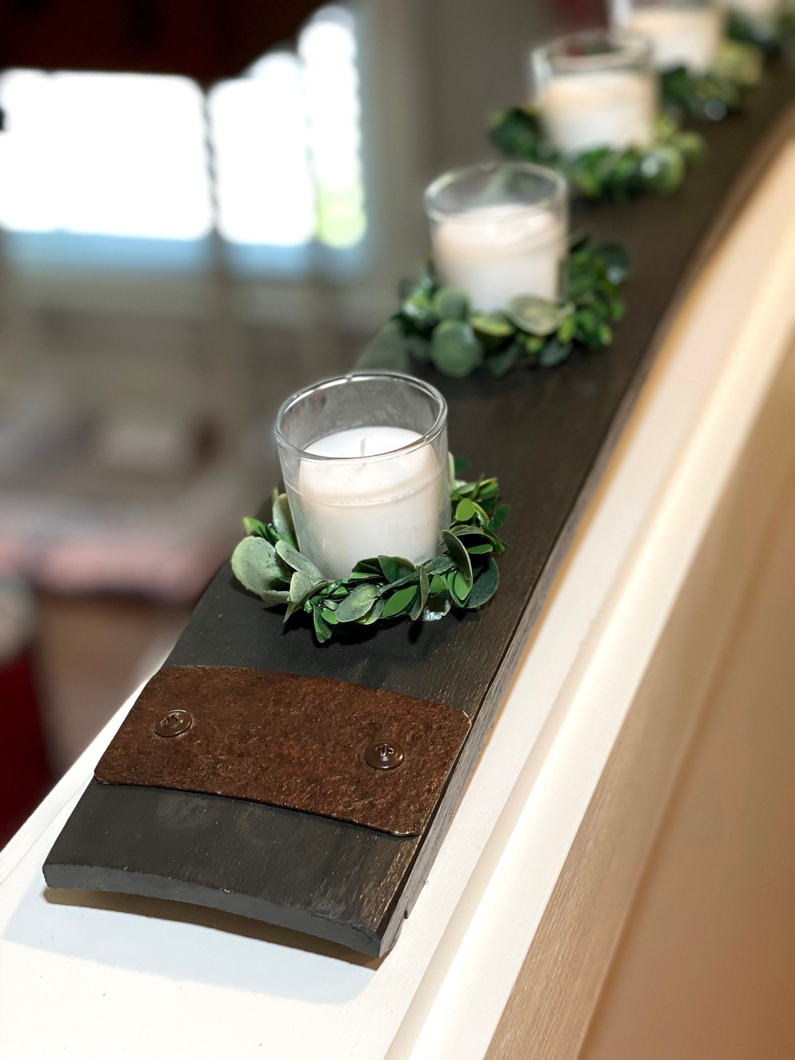 Whiskey Barrel Stave Candle Holder, Table Centerpiece, Bourbon Barrel ...
