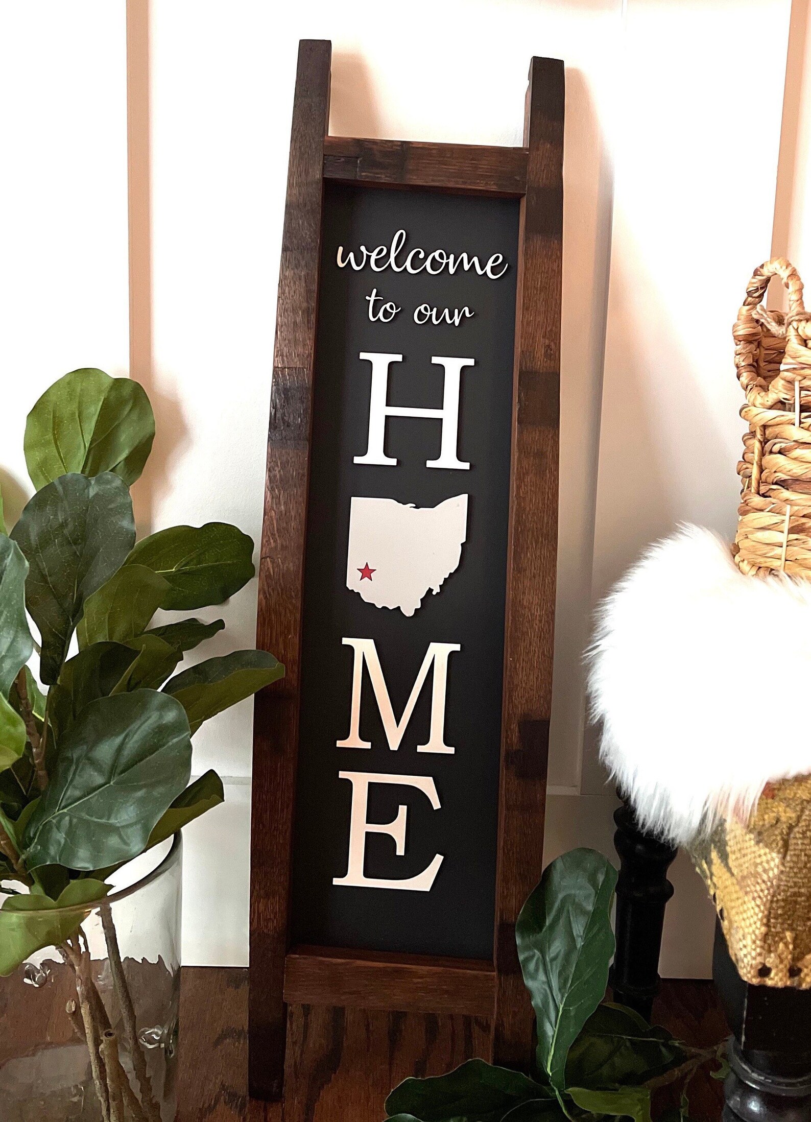 Whiskey barrel Ohio porch sign Ohio home decor Ohio porch | Etsy