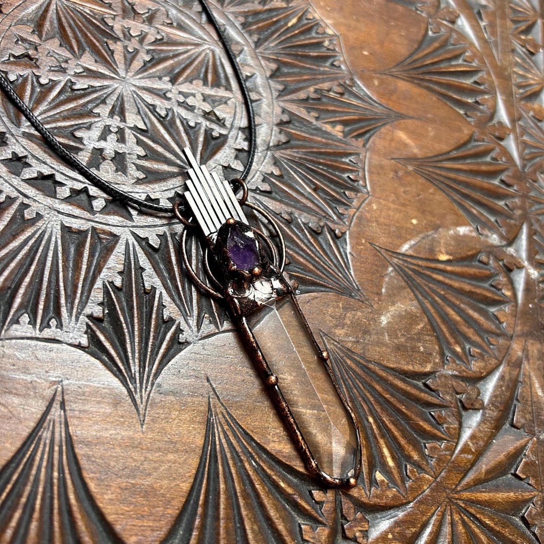 Amulet Arrow Made of Gemstone Rock Crystal With Amethyst - Etsy