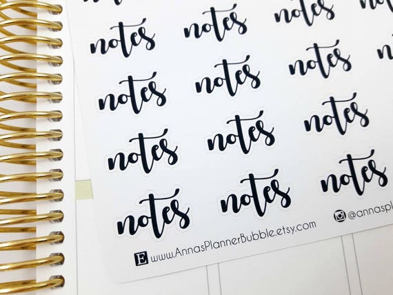 Notes script stickers word planner stickers for Erin | Etsy