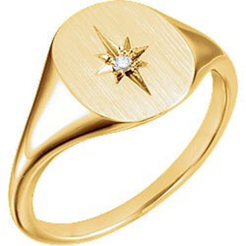 Star Signet Ring with Diamond | Etsy