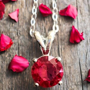 Real Ruby Pendant 8mm 2ct Pigeon Blood Red Ruby Pendant Necklace Silver ...