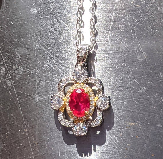 Real Ruby Pendant With Halo Pigeon Blood Red Ruby Pendant - Etsy