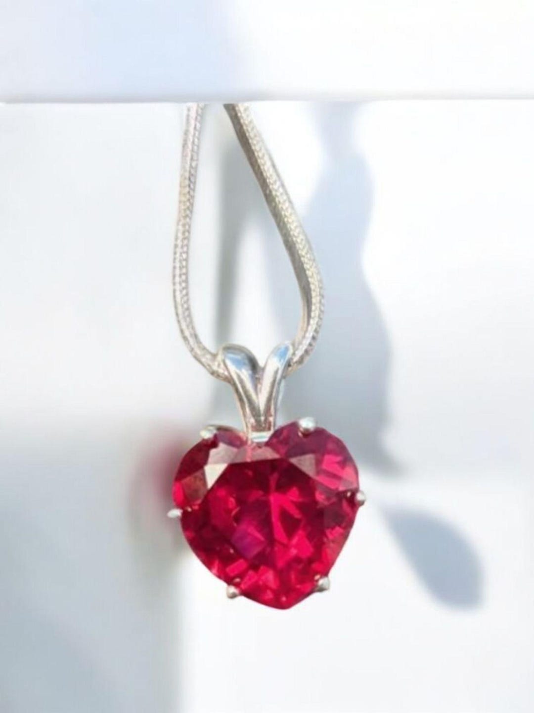 Ruby Heart Solitaire Pendant | Heart Shaped Pendant Necklace | Women ...