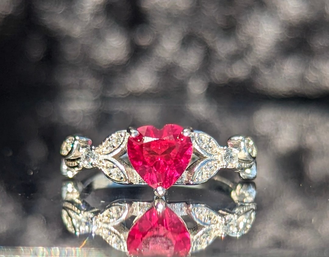 Heart Shaped Ruby Ring Bermuda Ruby Statement Ring Pigeon Blood Ruby ...