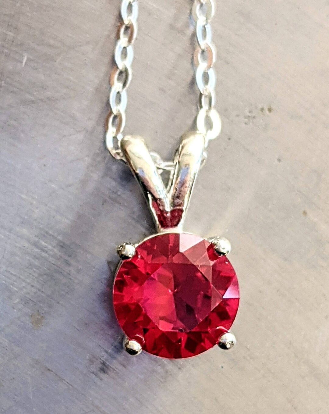 Real Ruby Pendant 8mm 2ct Pigeon Blood Red Ruby Pendant Necklace Silver ...
