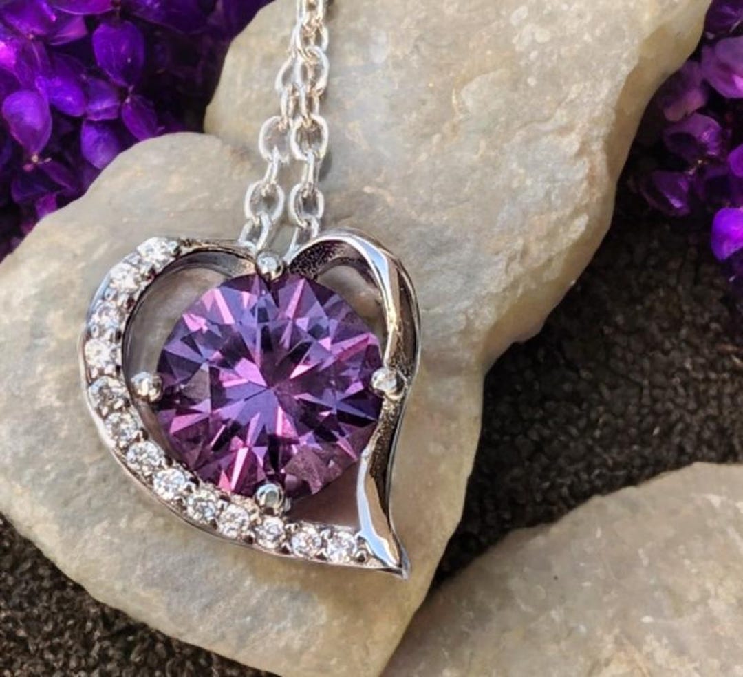 Dazzling Heart-shaped Alexandrite Necklace 14k Gold Chain, Sparkling ...