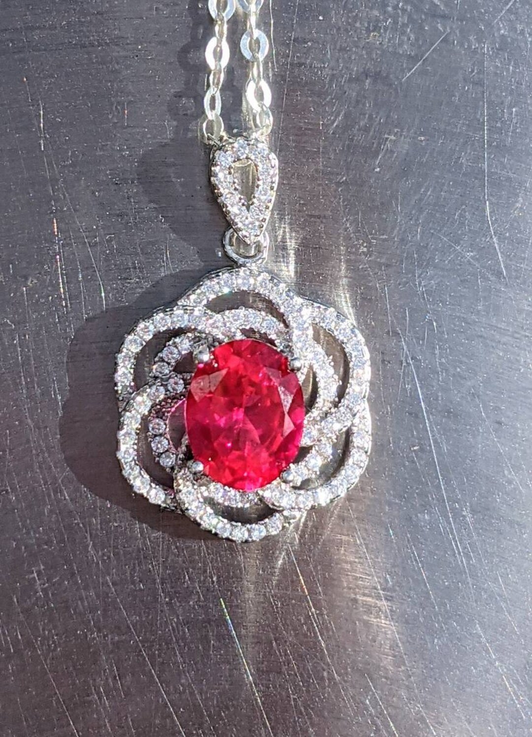 Real Ruby Pendant With Diamond Flower Pigeon Blood Red Ruby Pendant ...