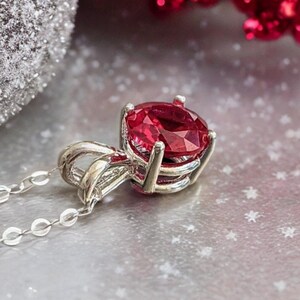 Real Ruby Pendant 8mm 2ct Pigeon Blood Red Ruby Pendant Necklace Silver ...