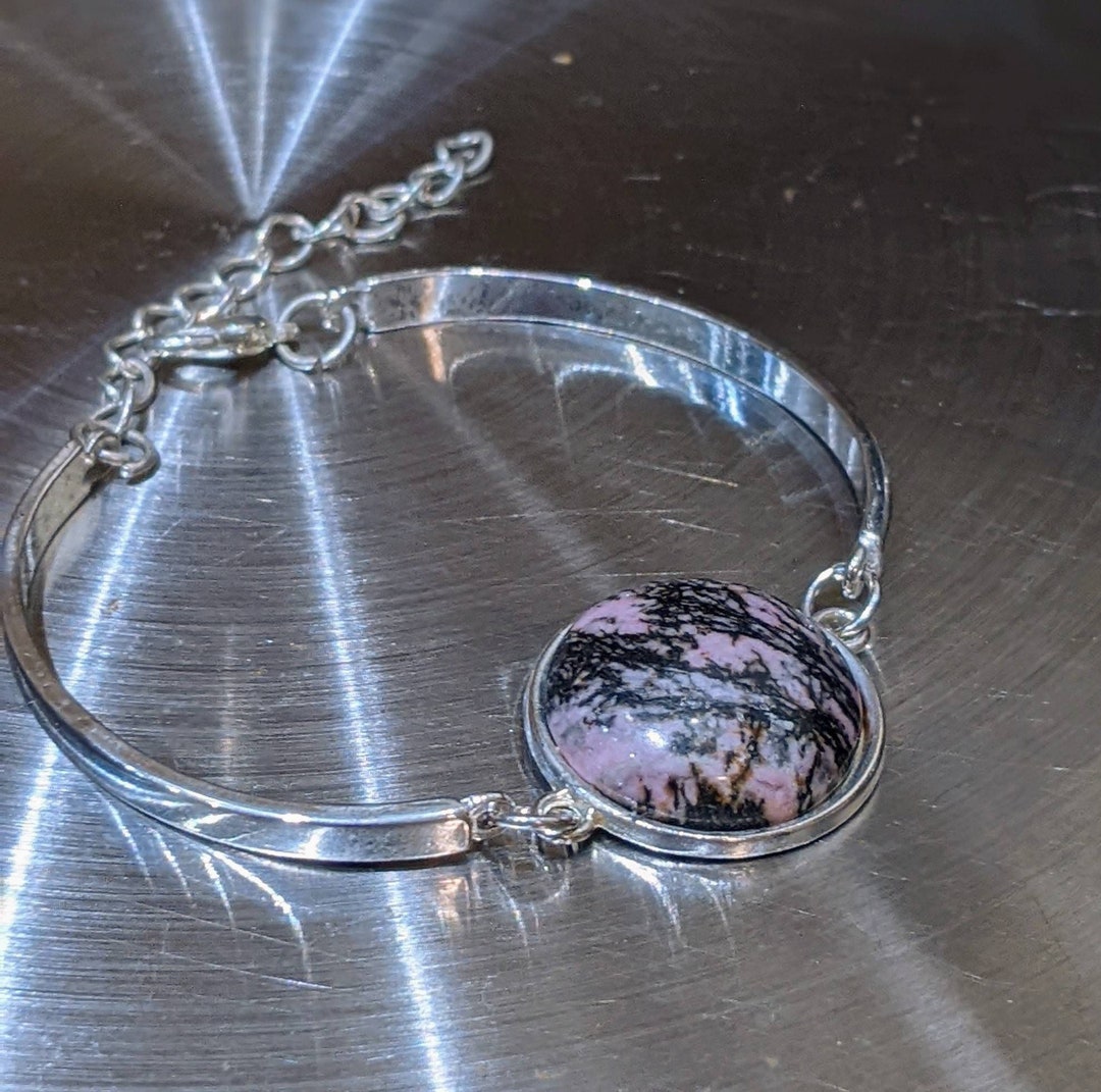 Genuine Australian Rhodonite Bracelet Large 20mm Rhodonite Cabochon ...