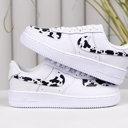 Cow Design Nike Air Force 1 Black Check Cow Print Custom Cow - Etsy