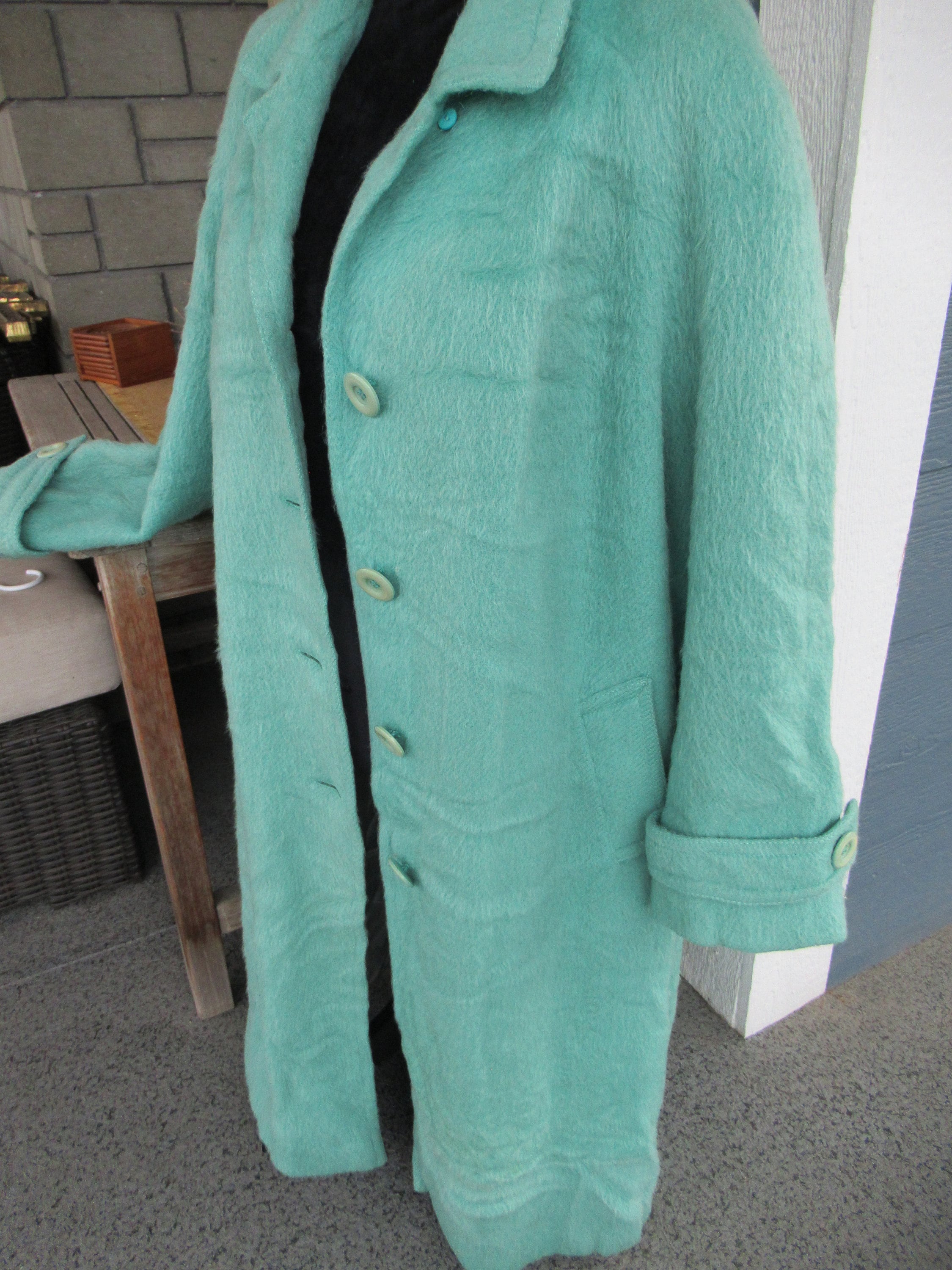 Vintage Mohair Long Coat, Turquoise Wool Coat, Long Winter Coat ...