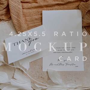 Neutral Folded A2 Thank You Card Mockup, Card Mock Up, Wedding ...