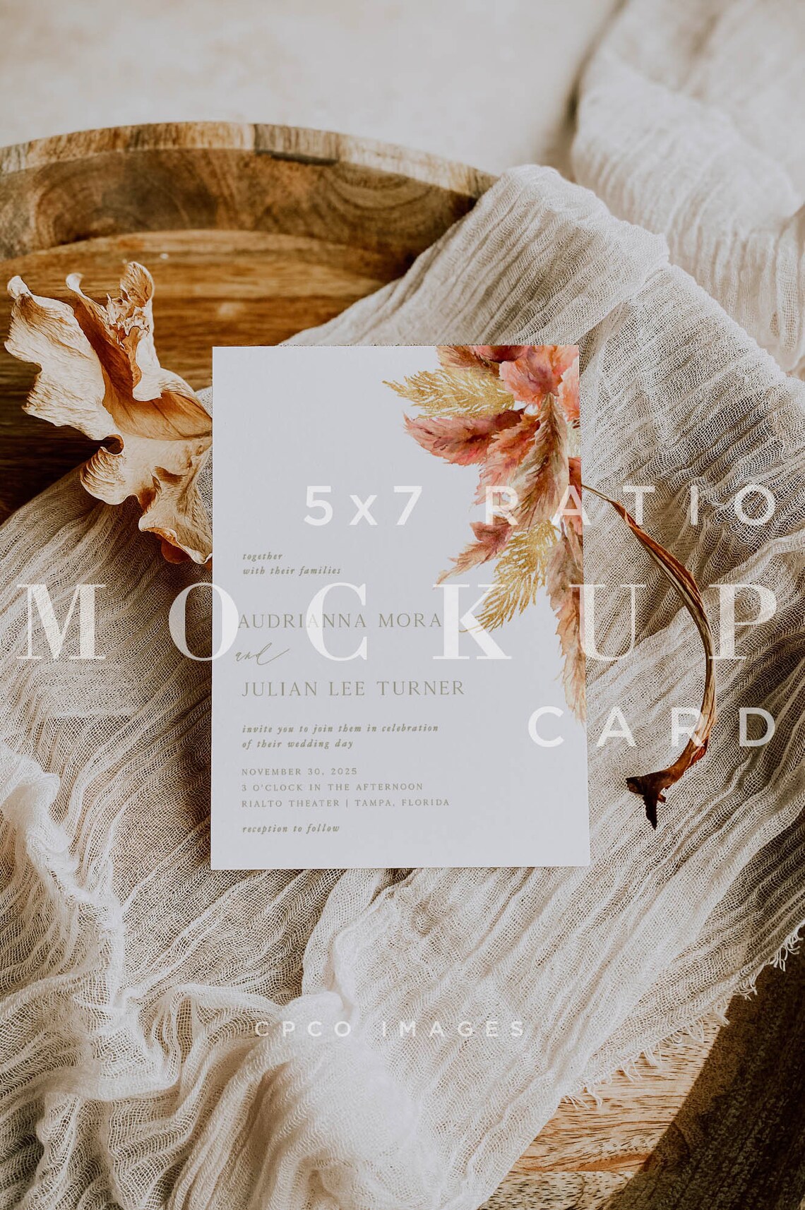 Wedding Invitation Mockup Boho Mock Up Minimal Mockup Flat | Etsy