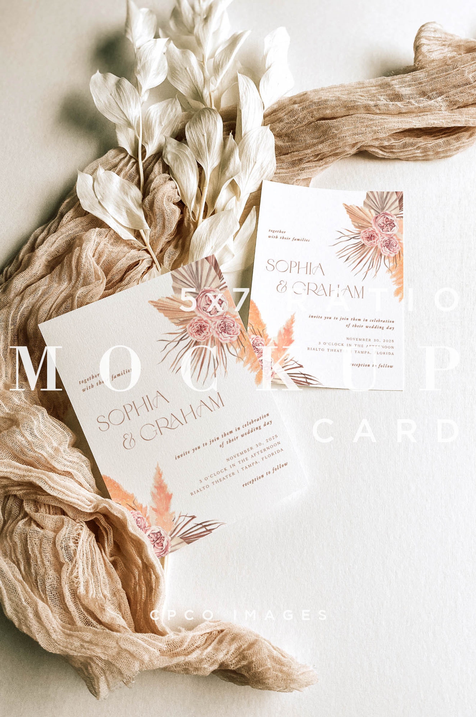 Invitation Mockup Boho Mock Up Neutral Minimal Mockup Flat - Etsy