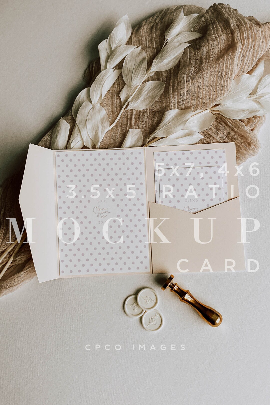 Neutral Pocketfold Invitation Mockup, 5x7, 4x6, 3.5x5 (digital Download ...