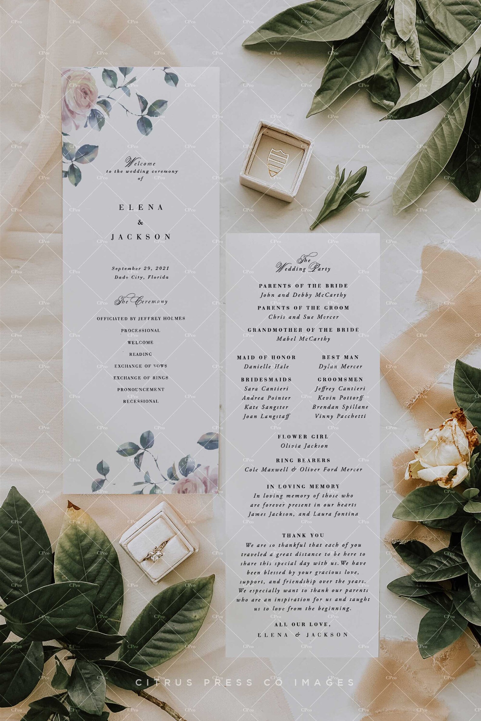 Wedding Program Mockup, Menu Card, 4x11 Double Sided Mock Up, Programme ...
