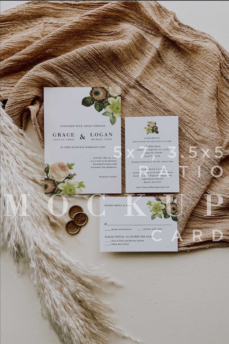 Neutral Wedding Invitation Mockup Minimal Boho Mockup - Etsy