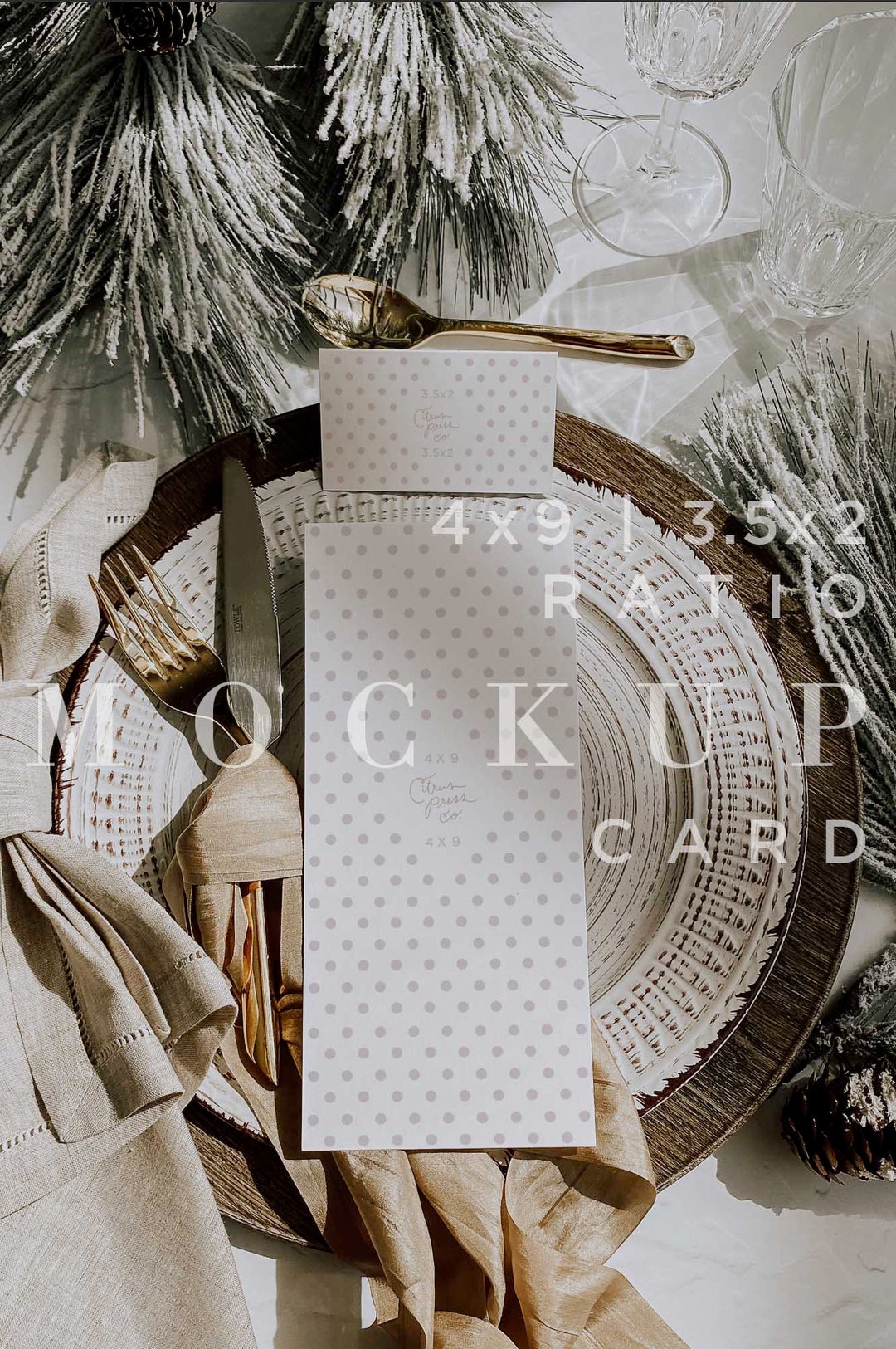 Holiday Dinner Menu Mockup, 4x9 Menu Card, Place Card, Digital Download ...