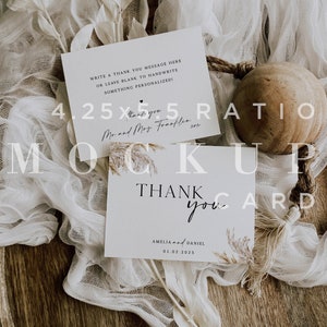 Thank You Card Mockup, Flat A2 Neutral Mock Up, Wedding Stationery, 4 ...