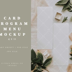 Wedding Program Mockup, Menu Card, 4x11 Double Sided Mock Up, Programme ...