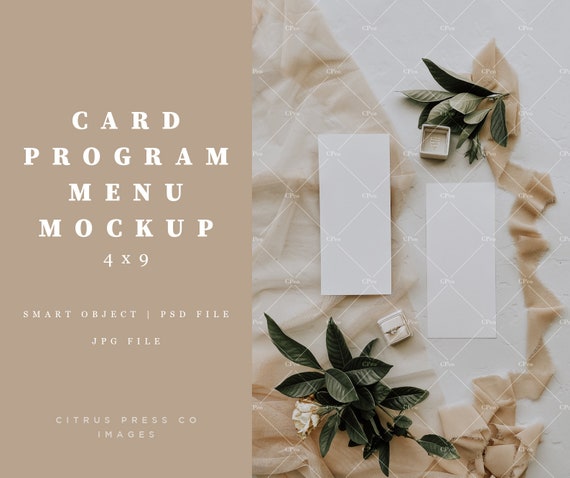 Menu Card Mockup Menu Card 4x9 Blank Card Wedding Mock Up | Etsy